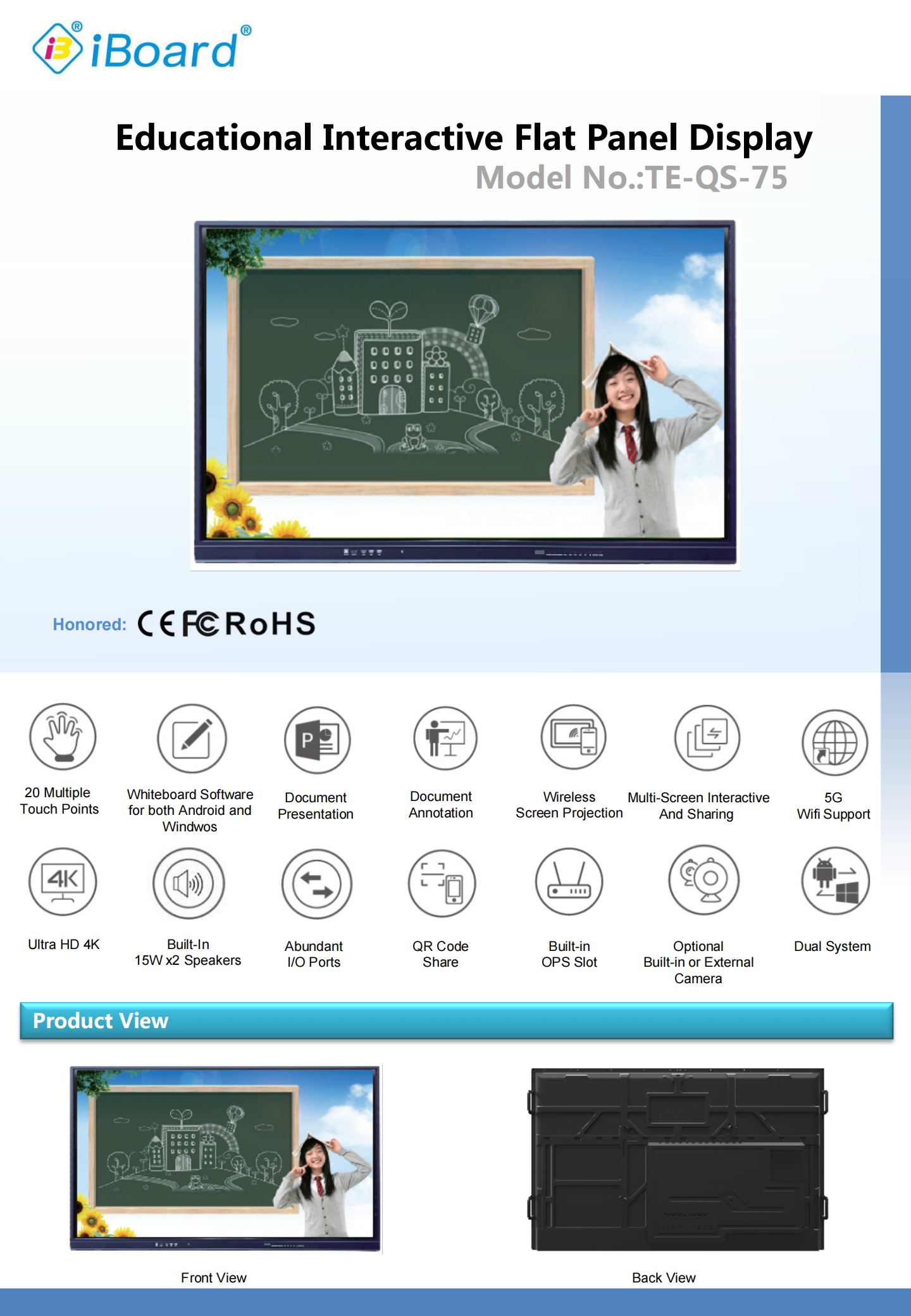 iBoard TE-QS-75 Interactive Flat Panel for Bangladesh_iBoard